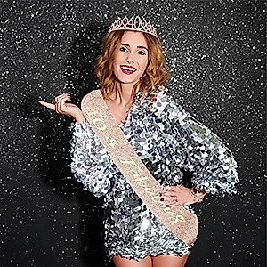 40th Birthday Gifts Decorations for Women - 40 Birthday Cake Topper, Balloons, Queen Sash, Crown and Candle Set, Rose Gold