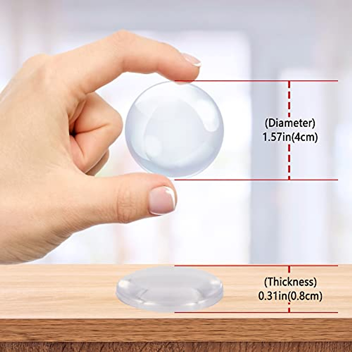 Door Stoppers Wall Protector, 6PCS Reusable Door Bumper with Self Strong Adhesive, Quiet, Shock Absorbent Gel for Home, Office, Wall Protector from Door Knobs