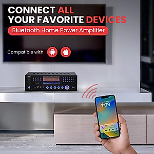 Dana Trading Pyle 4-Channel Home Theater Bluetooth Amplifier Receiver-3000 Watt Stereo Speaker Home Audio Receiver w/ Radio,USB,2 Microphone w/ Echo for Karaoke,CD DVD Player,LCD,Rack Mount-PD3000BT