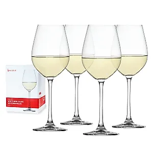 Spiegelau Salute White Wine Glasses, Set of 4, European-Made Lead-Free Crystal, Classic Stemmed, Dishwasher Safe, Professional Quality White Wine Glass Gift Set, 16.4 oz