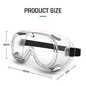 WOOLIKE Safety Goggles Medical Goggles Fit Over Eyeglasses Anti-Fog Safety Glasses Clear Lab Goggles chemistry Protective Eyewear ANSI Z87.1