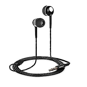 Betron RK300 in Ear Headphones Earphones Wired with Noise Isolating Earbuds Tangle Free Cord Lightweight Carry Case Soft Ear Buds 3.5mm Plug, Black