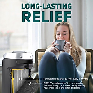 Germ Guardian FLT4825 HEPA GENUINE Air Purifier Replacement Filter B for GermGuardian AC4300BPTCA, AC4900CA, AC4825, AC4825DLX, AC4850PT, CDAP4500BCA, CDAP4500WCA and More, 1-Pack , Gray