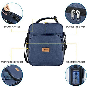ZPP Lunch Box for Men, Water Insulated Lunch Bag, Women, Adults Small Lunch Bag, Reusable Lunch Box Portable Lunchbox Tote Bag with Adjustable Shoulder Strap for Office Work, Blue
