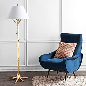JONATHAN Y JYL3070A Arbor 63.5" Faux Bois Resin LED Floor Lamp, Contemporary, Modern, Elegant, Office, Living Room, Family Room, Dining Room, Bedroom, Hallway, Foyer, Gold Leaf