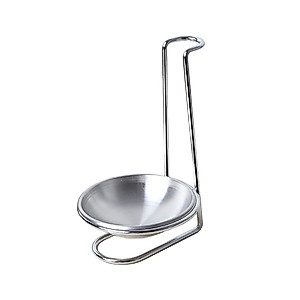1 Piece Stainless Steel Spoon Rest Holder with Bowl Spoon Rack Standing Spoon Rest Vertical Spoon Rest Soup Ladle Holder Ladle Rest for Kitchen Counter, Silver
