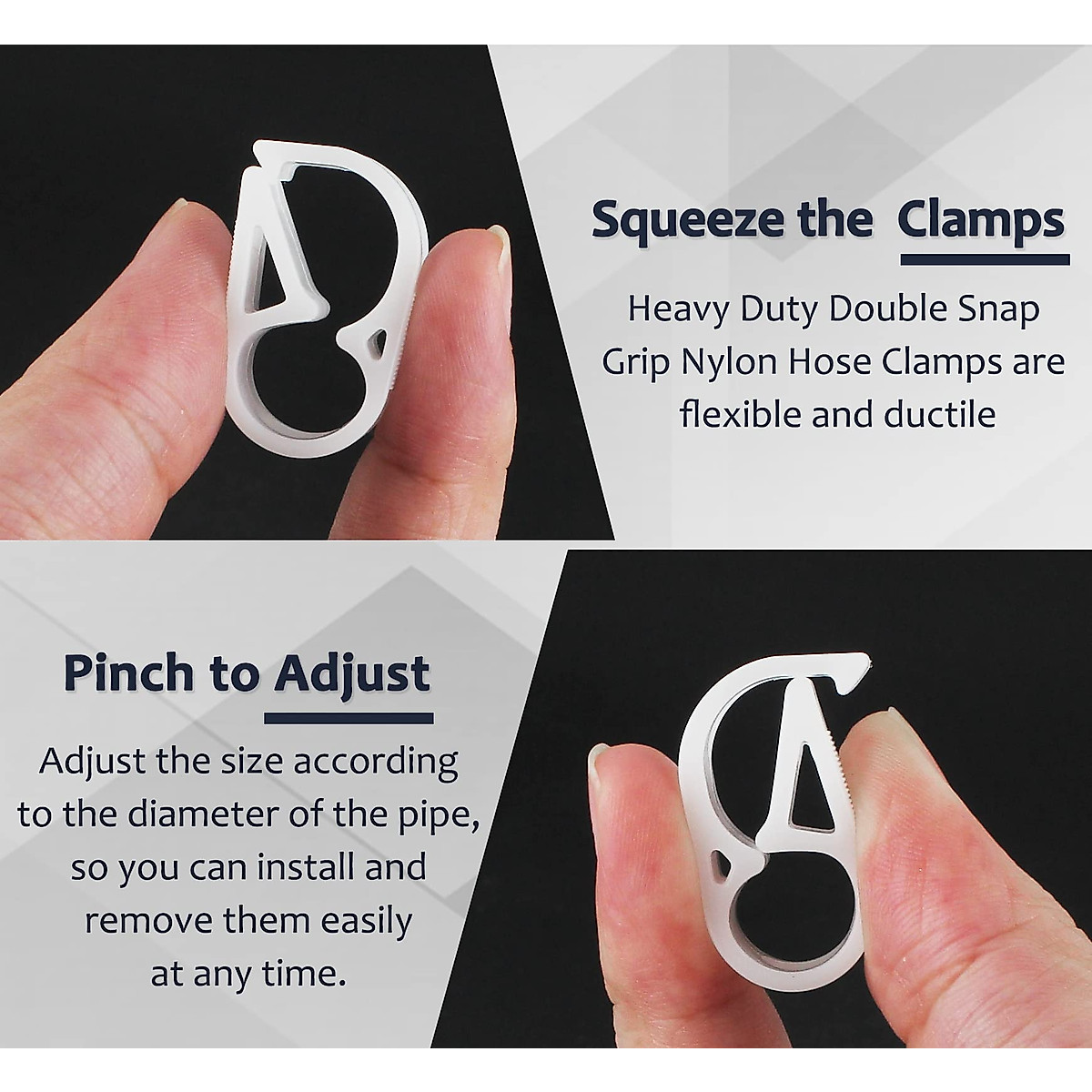 Rierdge 6 Pcs Plastic Tubing Clamps Adjustable Tube Clamp 0.236-0.472 Inch, 6-12 mm Flow Control Hose Clamp Tube Laboratory Pinch Valve Syphon Pipe Clamp (White)