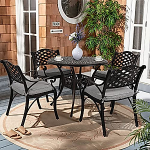 Verano Garden Outdoor Dining Chair Set of 4 Patio Chairs Set,All Weather Cast Aluminum Patio Chair Set with Cushion and Armrest
