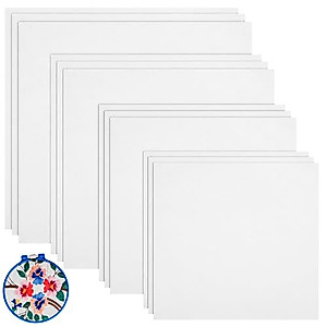 12 Pcs Embroidery Fabric White Cotton Fabric Pre-Cut Embroidery Cloth 4 Sizes Embroidery Fabric Squares Blanks for Hand Embroidery Garment Craft Cross Stitch Fabric 15cm, 20cm, 25cm, 30cm