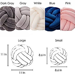 7UYUU Soft Knot Pillow Ball, Decorative Short Plush Knot Throw Pillow Large Round Bed Sofa Back Knot Velvet Pillow Cushion Small Knot Pillow for Baby (Dark Gray, Large 11 Inches)