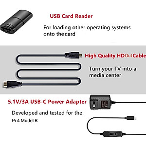 Vemico Pi 4 Model B 8GB Starter Kit with Card, Heatsinks, Cooling Fan, HD Out Cable, Power Supply, Case Card Readers, Screwdriver