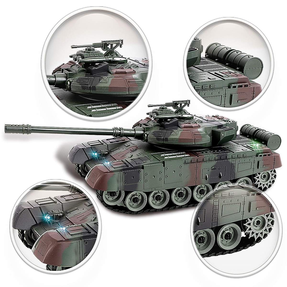 Glorryearst RC Tank 1:28 Scale 9 Channel Remote Control Toy with Realistic Sounds and Lights,Radio Control Military Battle Tanks Gifts for Kids and Adults