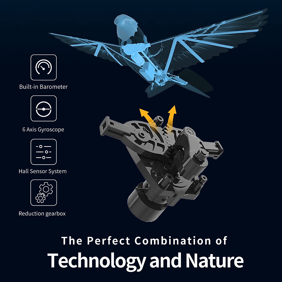 HANVON Go Go Bird Eagle,RC Helicopter,Remote Control Aircraft,Drone-Tech Flying Bird,Fabric Single Wing Lifting Design,Smart Bionic Flapping Wings Eagle for Advanced Kids