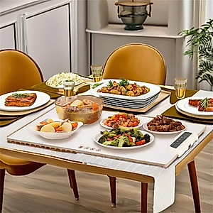 Kitchen Warming Mat for Countertop, 2024 New Food Warming Mat for Buffet, Silicone Electric Heating Tray Roll Up, Electric Warmers for Food Trays Buffet, Flora Food Warmer Mat (White, 15 * 23.6in)