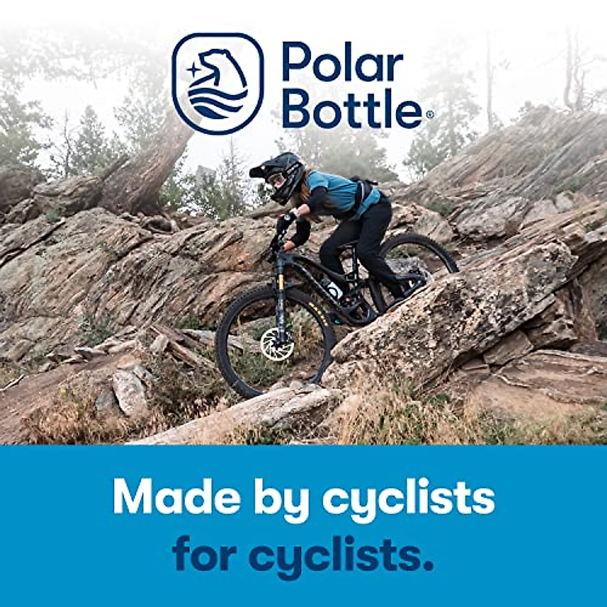 Polar Bottle - Session - 15oz Muck - Navy Blue - Water Bottle – Ideal for Your Mountain Bike Adventure - Fits Most Bike Bottle Cages