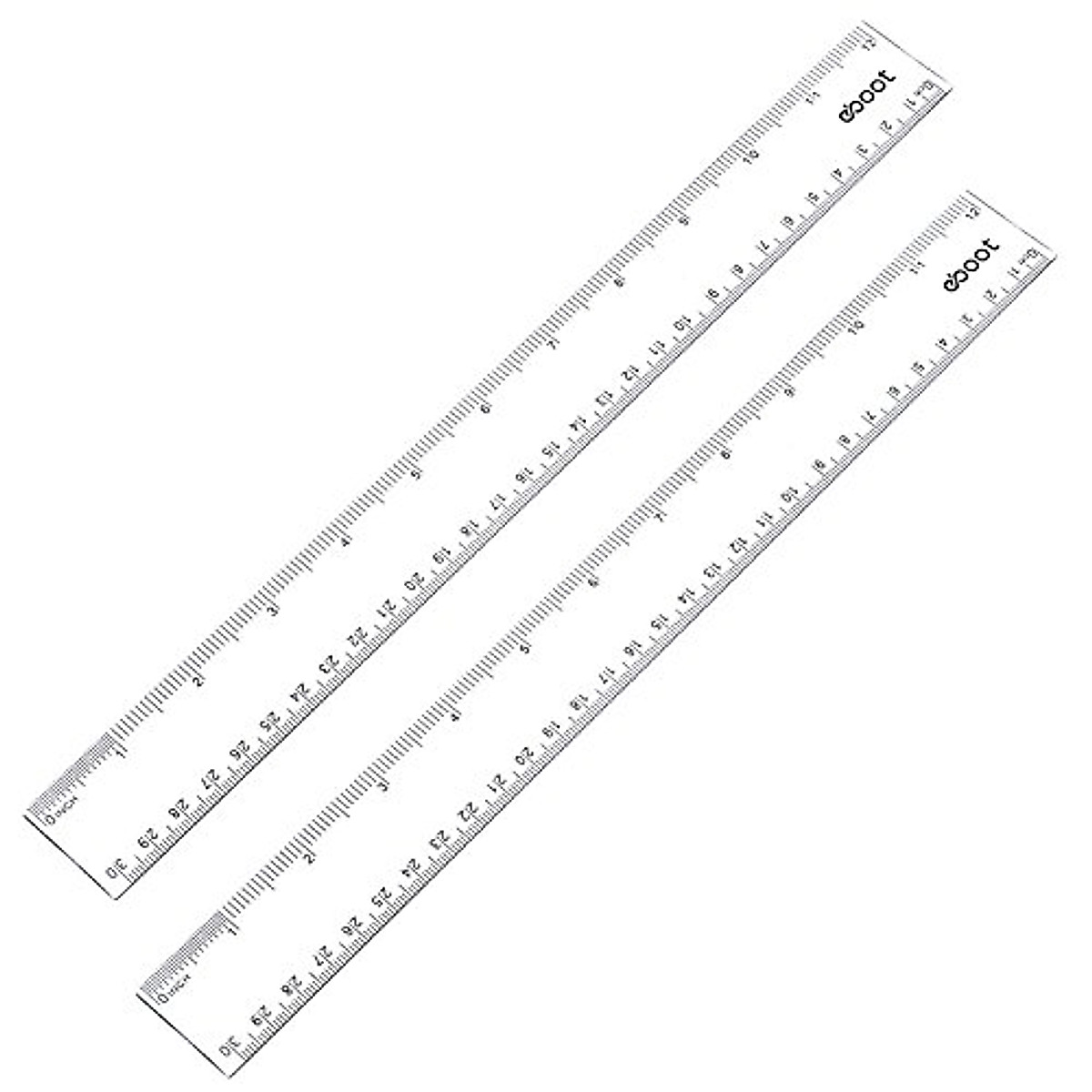 eBoot Plastic Ruler Straight Ruler Plastic Measuring Tool 12 Inches, 2 Pieces (Clear)
