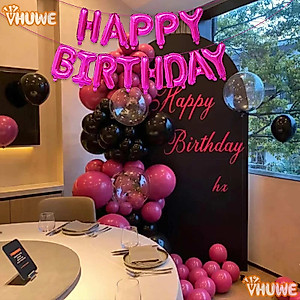 16 Inch Happy Birthday Balloon, Hot Pink Happy Birthday Balloons Banner Aluminum Foil Letters Balloons for Birthday Party Decorations Supplies