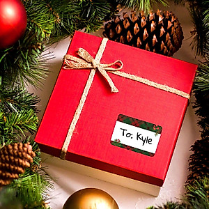 Avery Pine & Red Berry Plaid Name Tags, Christmas Gift Tags, No Lift, No Curl, Handwrite Only, 36 Name Tags