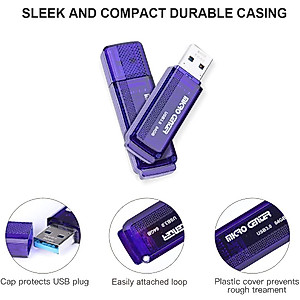 Micro Center SuperSpeed 5 Pack 64GB USB 3.0 Flash Drive Gum Size Memory Stick Thumb Drive Data Storage Jump Drive (64G 5-Pack)