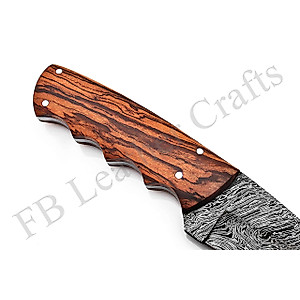 FB LEATHER CRAFTS Custom Hand Made Damascus Steel Hunting Knives/Skinning Knife FBK-18738 BURL Wood (BURL Wood)