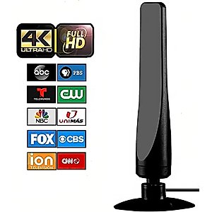 415+ Miles Range TV Antenna Indoor – HDTV Antennas are 8K 4K Full HD Compatible, with Best Powerful Amplifier and Signal Booster, 10ft Coaxial Cable for Smart & Older TVs