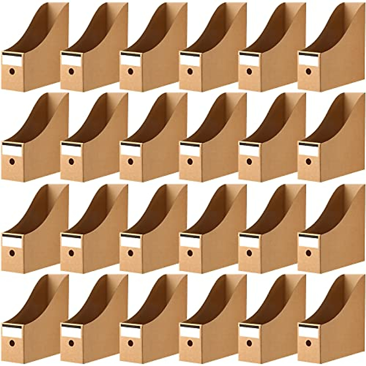 24 Pcs Magazine Holder Magazine File Holder Paper Folder Document Magazine Organizer Desk Magazine Storage Box Cardboard Book Bins for School Office Desk Supplies, 10.6 x 10.2 x 3.5 Inch（Brown）