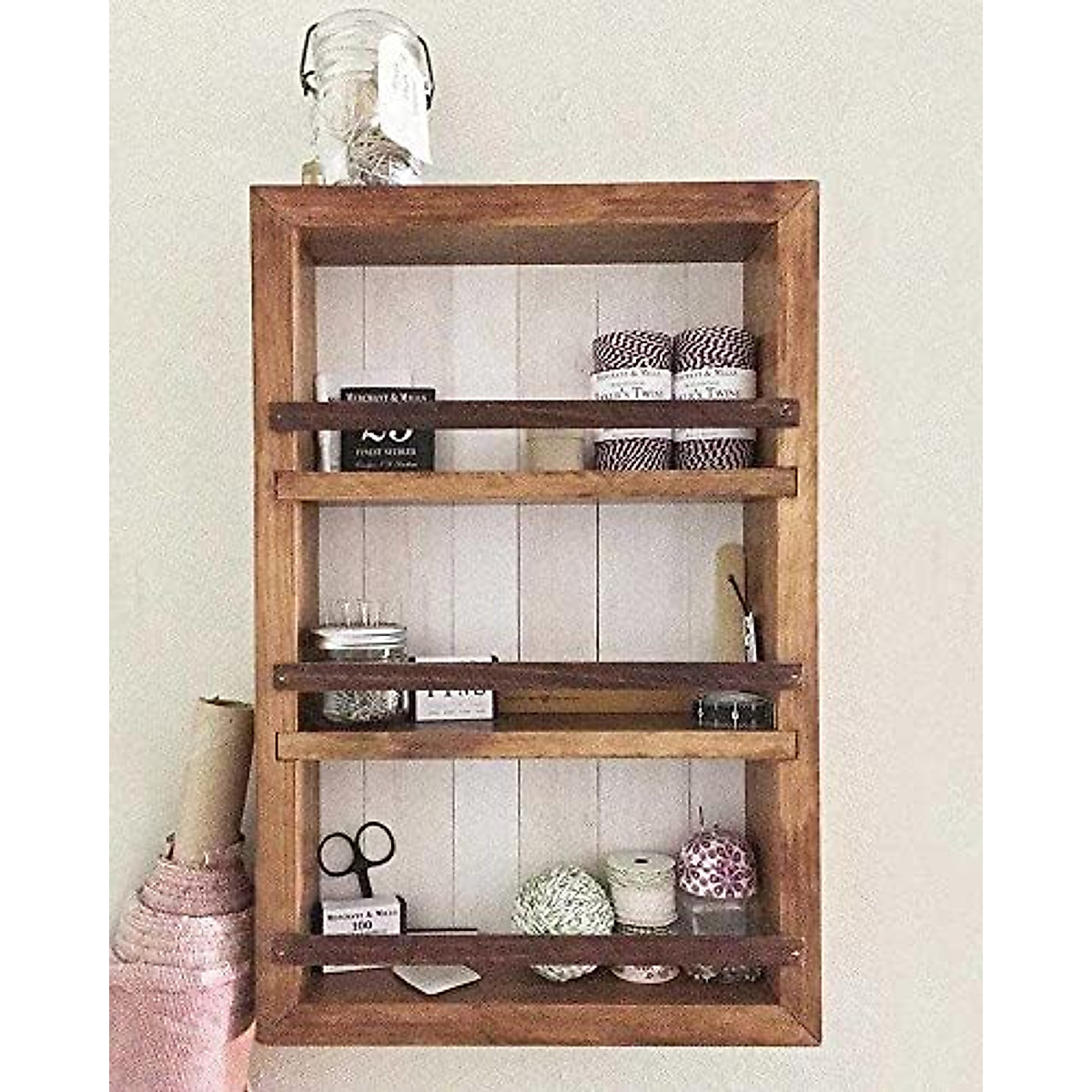 Mansfield Cabinet No. 101 - Solid Wood Spice Rack Cabinet Aged Barrel/Tuscan Red