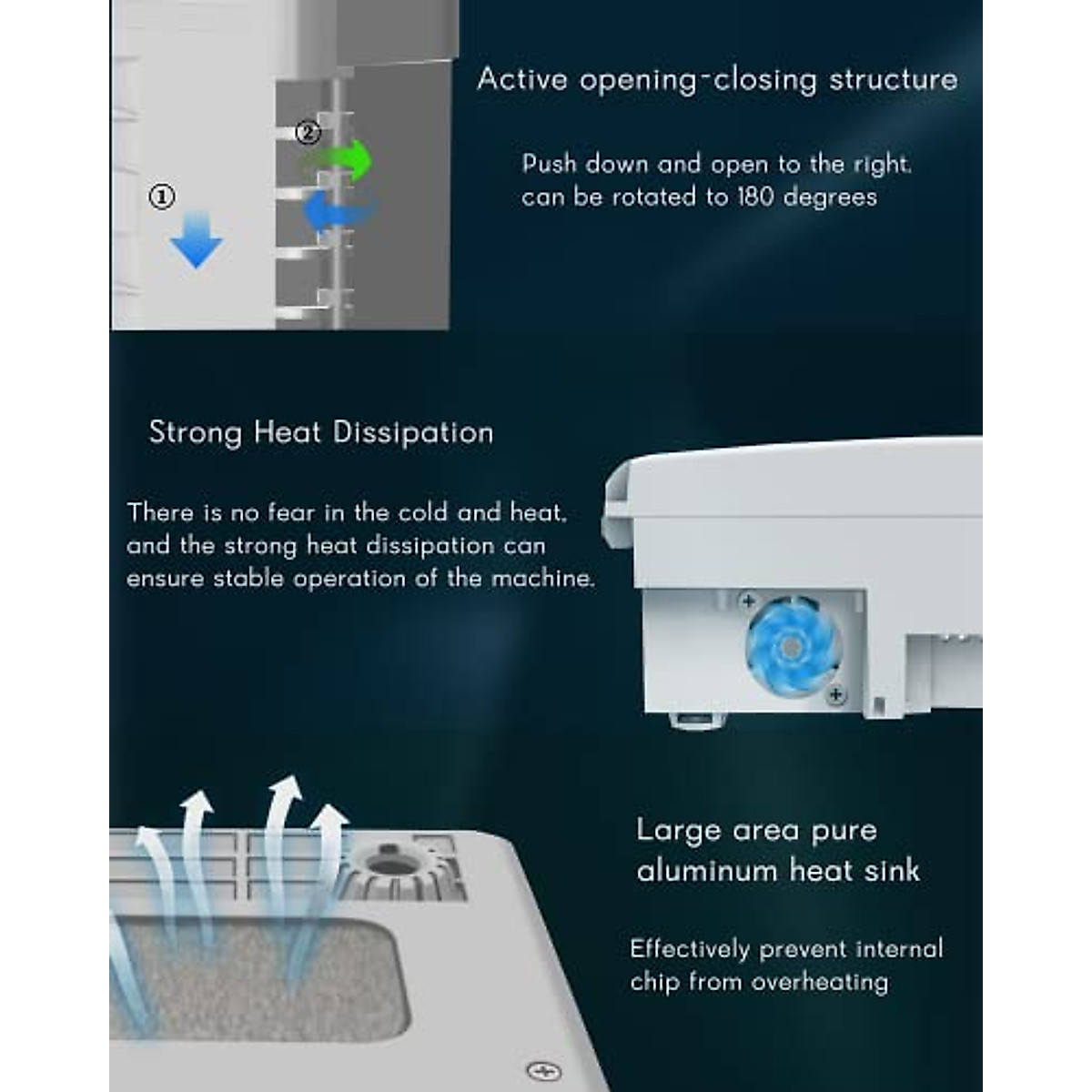 Cqenpr Indoor/Outdoor Waterproof Movable AI PoE Switch, IEEE 802.3af/at/bt, AI Watchdog, PoE++ BT Port 60W Output, Unmanaged.… (Outdoor 11 Port)