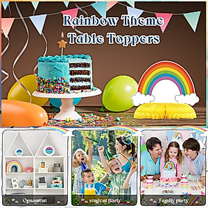 9 Pieces Rainbow Honeycomb Rainbow Party Decorations Cloud Sun Heart Balloon Decor Rainbow Centerpieces for Tables Rainbow Honeycomb Paper Centerpiece for Birthday Baby Shower