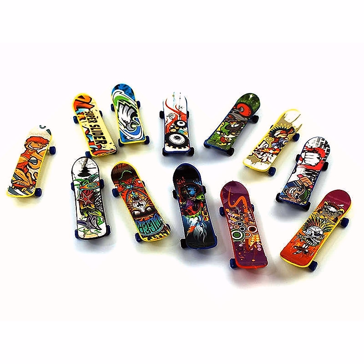 LtytyJ Finger Skateboards for Kids Set of 12, Mini Skateboard Fingerboards 12 Pieces Finger Toys Pack, Gifts for Kids Children Finger Skater