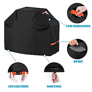 Grill Cover BBQ Grill Cover 600D Heavy Duty Waterproof Gas Grill Cover, UV & Dust & Rip-Proof, Barbecue Grill Covers for Weber, Brinkmann, Char Broil Grills and More, (59" L x 24" W x 46" H, Black)