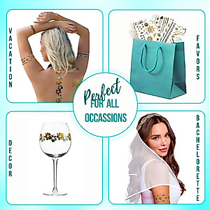 Terra Tattoos Gold Metallic Tattoo Flash Sheets Designs of Seashells, Sun, Flowers & more! Face Tattoos for Women Waterproof Nontoxic Long Lasting 75+ Designs for Vacation, Festivals Parties - Gold