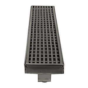 ALFI brand ABLD24D 24" Modern Stainless Steel Linear Shower Drain with Groove Lines, Silver