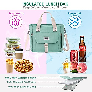 Wesugeyo Mcvotcot Lunch Bag for Women, Insulated Lunch Box Work, Adult Meal Prep Tote Bag, Extra Large Lunch Cooler Purse with Side Pockets Detachable Shoulder Strap for Picnic, Boating, Camping