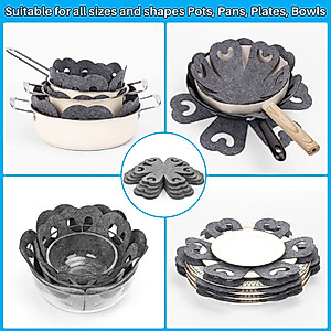 MUAKIOY (Set of 20) Pot and Pan Protectors for Stacking, 4 Different Size, Large High-Density Felt Pads Cookware Separators Dividers Cushioning to Avoid Scratching or Marring, Grey