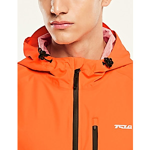 TSLA Men's Cycling Waterproof Jacket, Reflective Hoodie Windbreaker, Packable Bike Rain Jackets with Back Pocket, Cycling Neon Yellow, X-Large