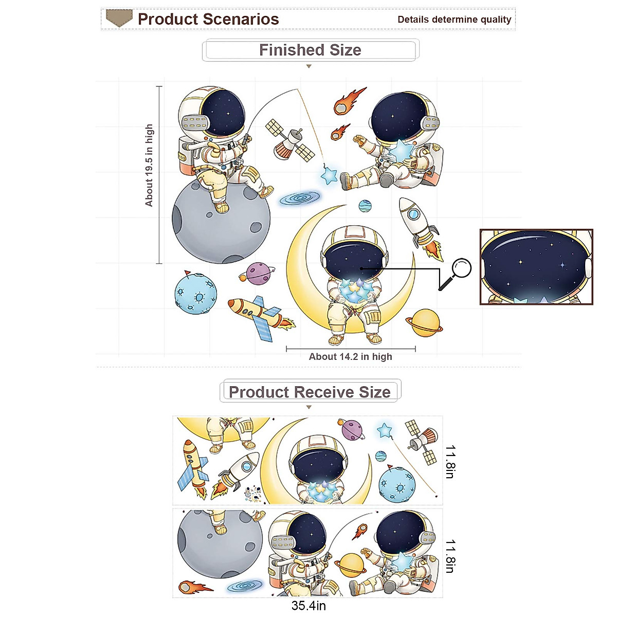 Astronaut Wall Stickers for Boys Bedroom, DILIBRA Cartoon Spaceman Outer Planet Creative DIY Art Vinyl Removable Wall Decal, Star Spaceship UFO Glaxy Wallpaper Decor for Kid’s Room Nursery