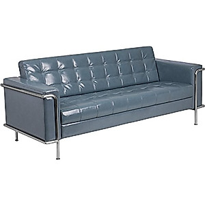 Flash Furniture HERCULES Lesley Series Contemporary Gray LeatherSoft Sofa with Encasing Frame