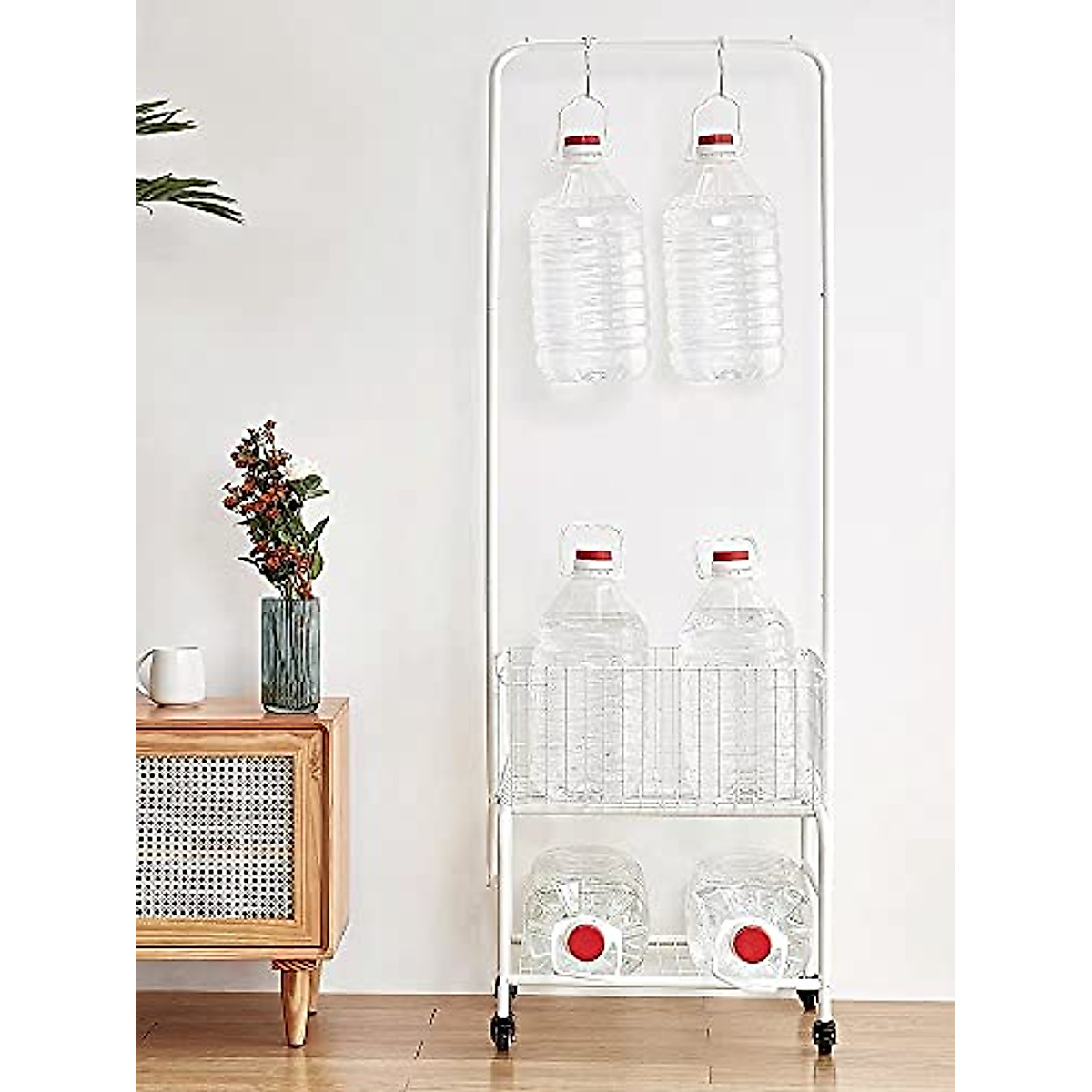 easy moved garment rack with basket for organize, laundry basket, black metal rack,