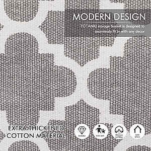 TOTANKI 60L Large Laundry Basket with Durable Leather Handle, Thickened Drawstring Round Collapsible Laundry Hamper, Dirty Clothes Storage Basket for Bedroom, Bathroom, College Dorm (Grey, L)