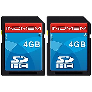 INDMEM SD Card 4GB SDHC Class 4 Flash Memory Card 4 GB Digital Camera Cards 2 Packs