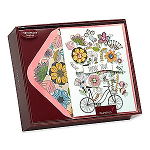 Papyrus Thank You Cards with Envelopes, Flowers & Bike with Glitter (8-Count)