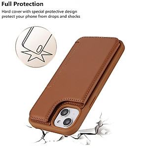 iCoverCase for iPhone 13 Case with Card Holder, iPhone 13 Wallet Case for Women Men [RFID Blocking] PU Leather Protective Wallet Phone Case for iPhone 13 6.1 Inch (Light Brown)