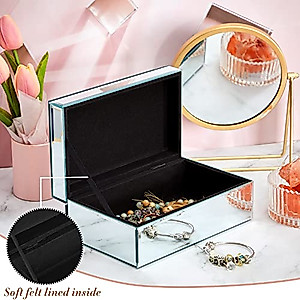 2 Pieces Silver Glass Mirrored Diamond Jewelry Box Christmas Gift Container Organizer Simple Classic Storage Jewelry Box Decorative Glass Box Jewelry Organizer Box Jewelry Storage