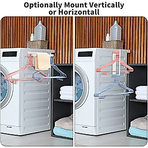 Magnetic Hanger Storage Rack,Wall Mount Clothes Rack Organizer for Washing Machine,Hanger Stacker for Closet Laundry Room,Space Saving Clothes Hanger Storage (White)