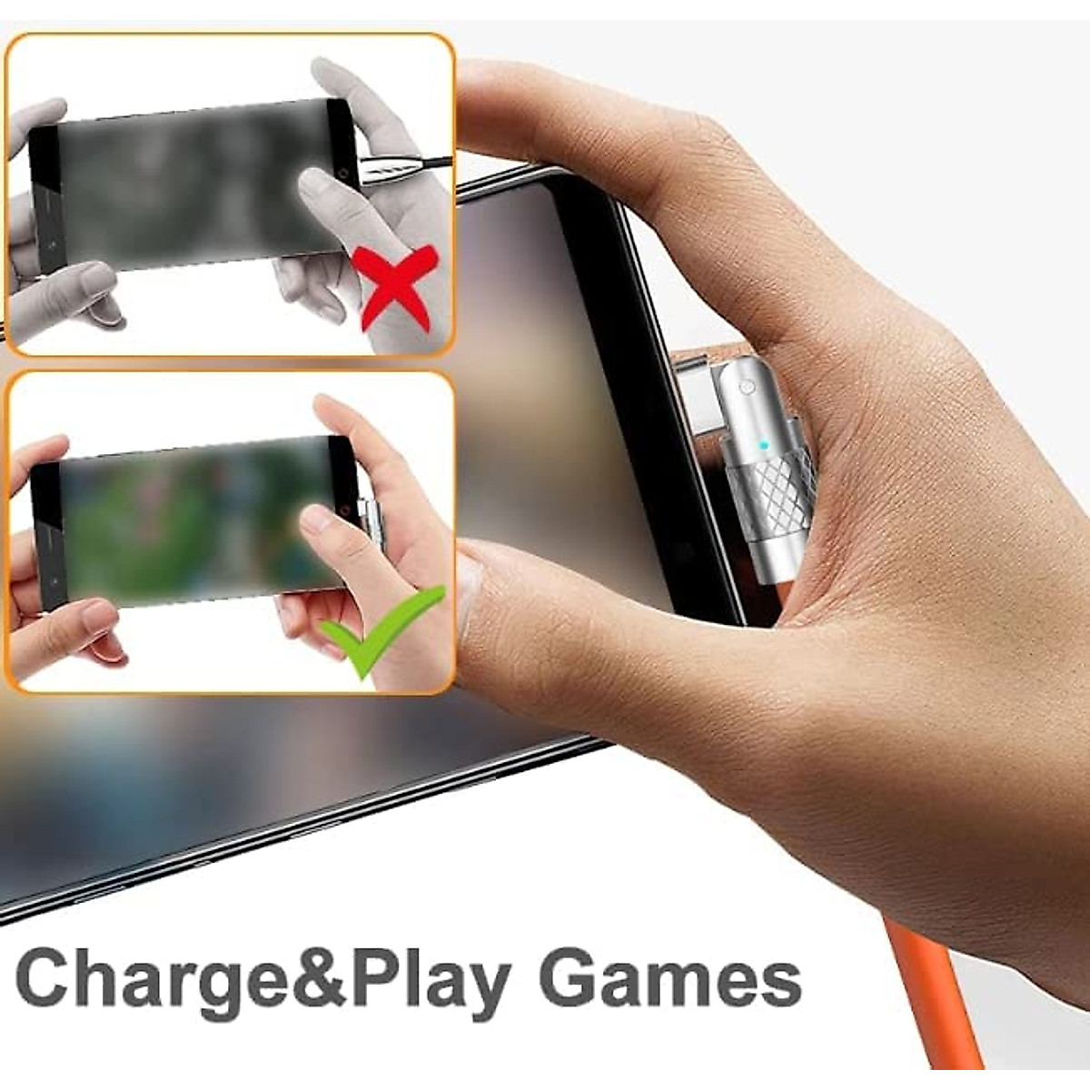 Chubby Gamer 180 Rotating Fast Charge Cable, 180° Rotating Fast Charge Cable, USB to C Durable to Avoid Breakage, Flexible Rotary Connector Thick Rubber Safety Charging (1.8m-Blue, for iPhone)