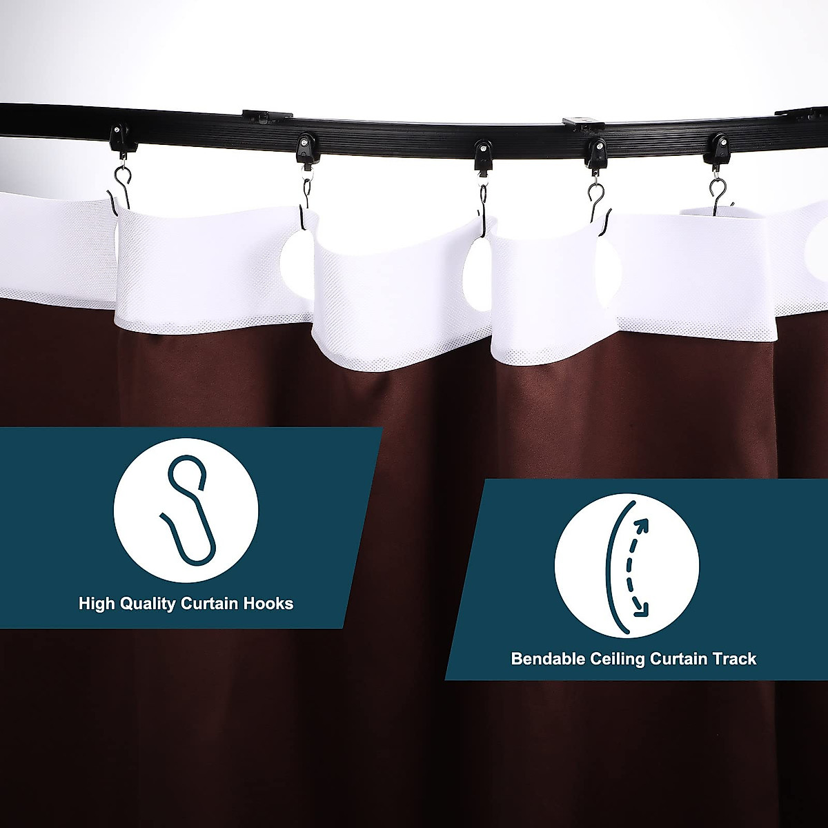 Curved Ceiling Curtain Track Bendable Mount for Curtain Rail Bunk Bed Bay Window Room Divider Flexible Straight (9.8 Feet/ 3 Meters, Black)