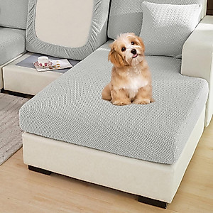 2024 New Wear-Resistant Universal Sofa Cover, Stretch Couch Cushion Slipcovers Replacement, Anti-Slip L Shape Sofa and Chaise Lounge Sofa Slipcover (Weave Light Grey,Chaise Cover)