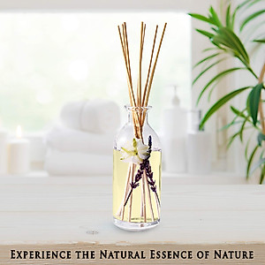 Urban Naturals Lavender Vanilla Reed Diffuser Set | Room Scent Infuser with Real Lavender & Natural Flowers | Soothing Scent Makes a Great Housewarming Gift | Great Idea