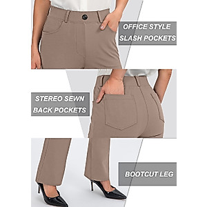 Rammus 28"/30"/32"/34" Women's Yoga Dress Pants Stretch Work Business Casual Slacks for Women Bootcut Office Trousers Dark Khaki XL